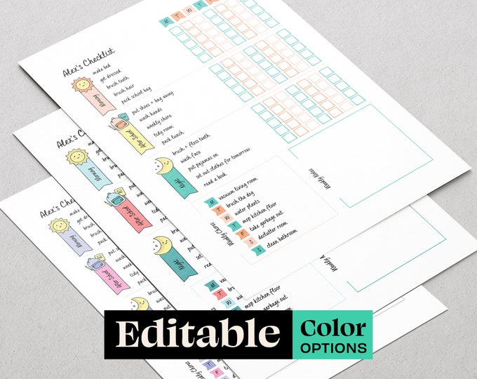 Kids Printable to Do List, Kids Daily Routine, Editable Canva Children ...