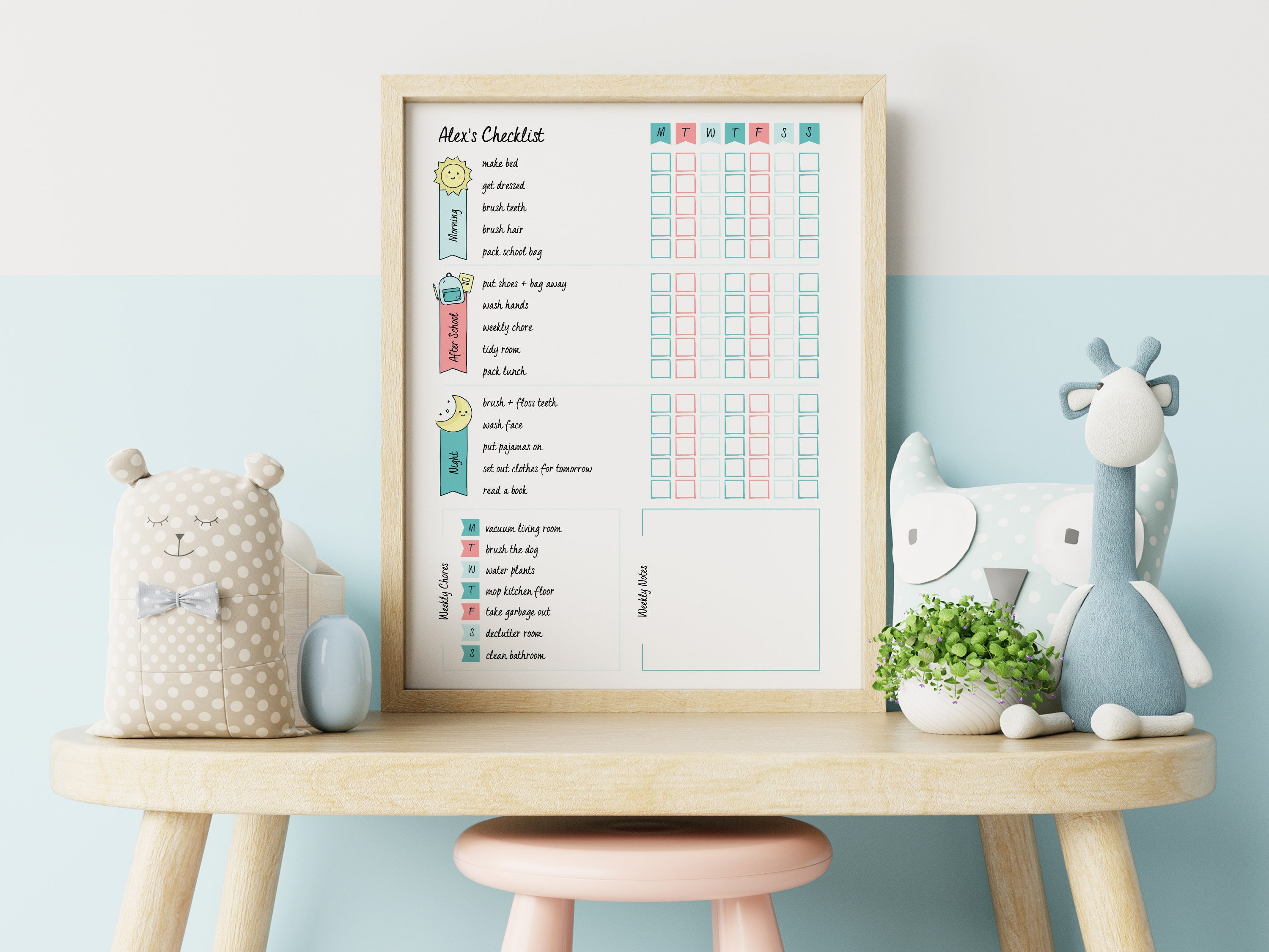 Editable Daily Chores for Kids, Routine to Do List, Responsibility ...