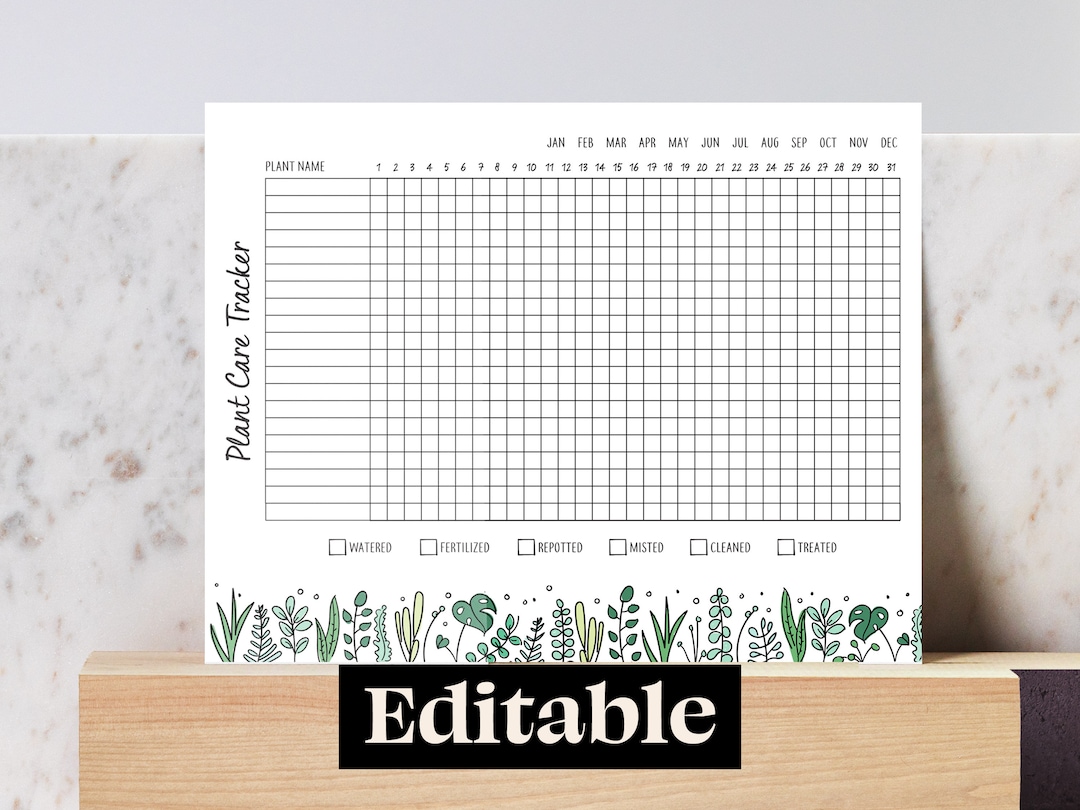 Printable & Editable Habit Tracker, Printable Plant Care Tracker, Plant ...