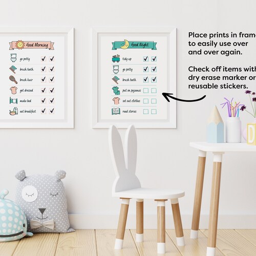 Kids Printable Chore Chart Morning and Night Routine List - Etsy