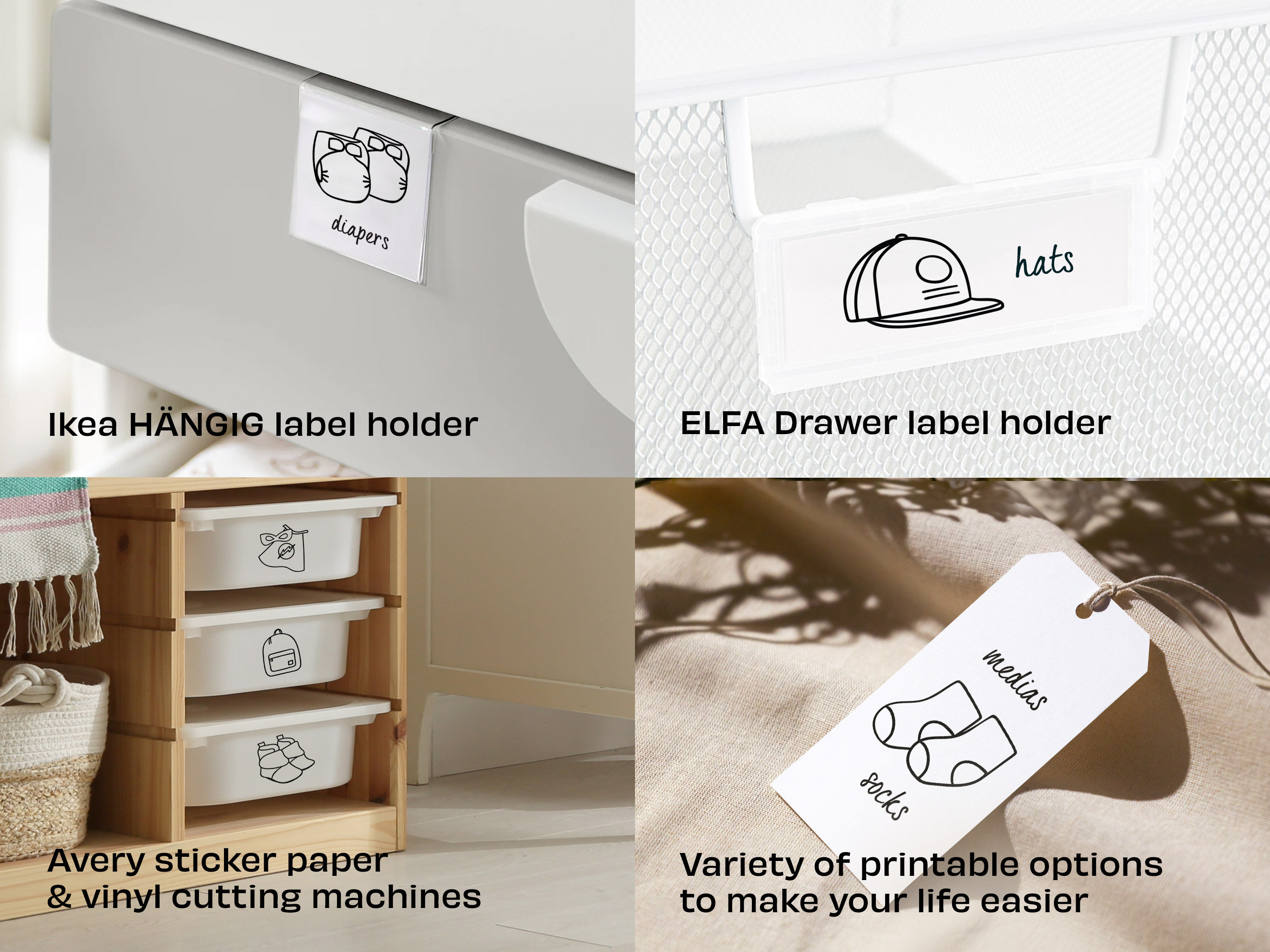 Printable + Editable Nursery Dresser Drawer Labels for Baby Clothing ...