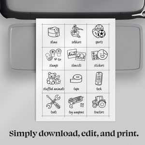 Printable + Editable Toy Bin Storage Labels Set 1, Minimalist Playroom ...