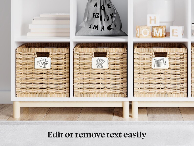 Printable + Editable Toy Bin Storage Labels Set 2, Minimalist Playroom ...