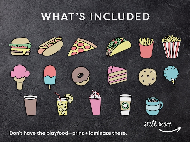 Printable Pretend Play Menu With Food for Kids, Food Shack Diner Play ...