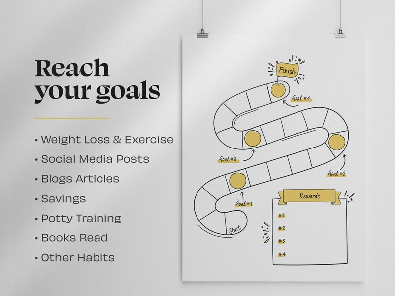 Printable + Editable Goal and Reward Tracker, Editable Habit Tracker ...