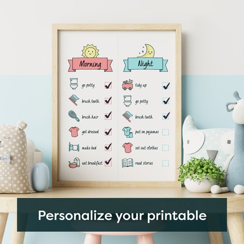 Kids Chore Chart Morning Evening Routine Chart - Etsy