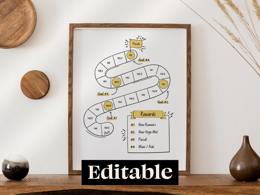 Printable + Editable Goal and Reward Tracker, Editable Habit Tracker ...