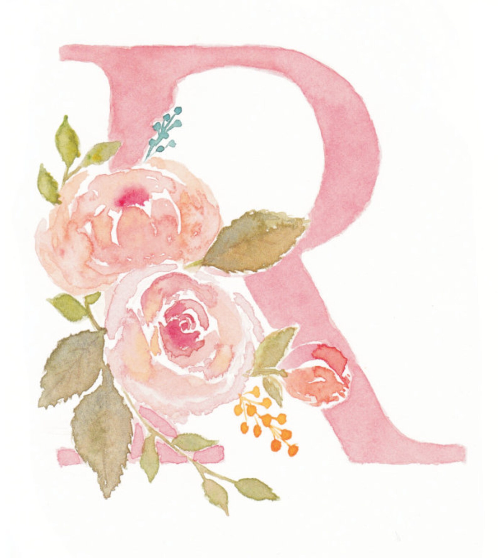 Letter R greeting card R is for rose Alphabet printed | Etsy