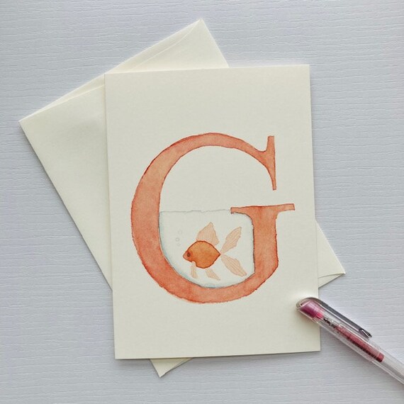 Letter G Greeting Card G is for Goldfish Alphabet - Etsy