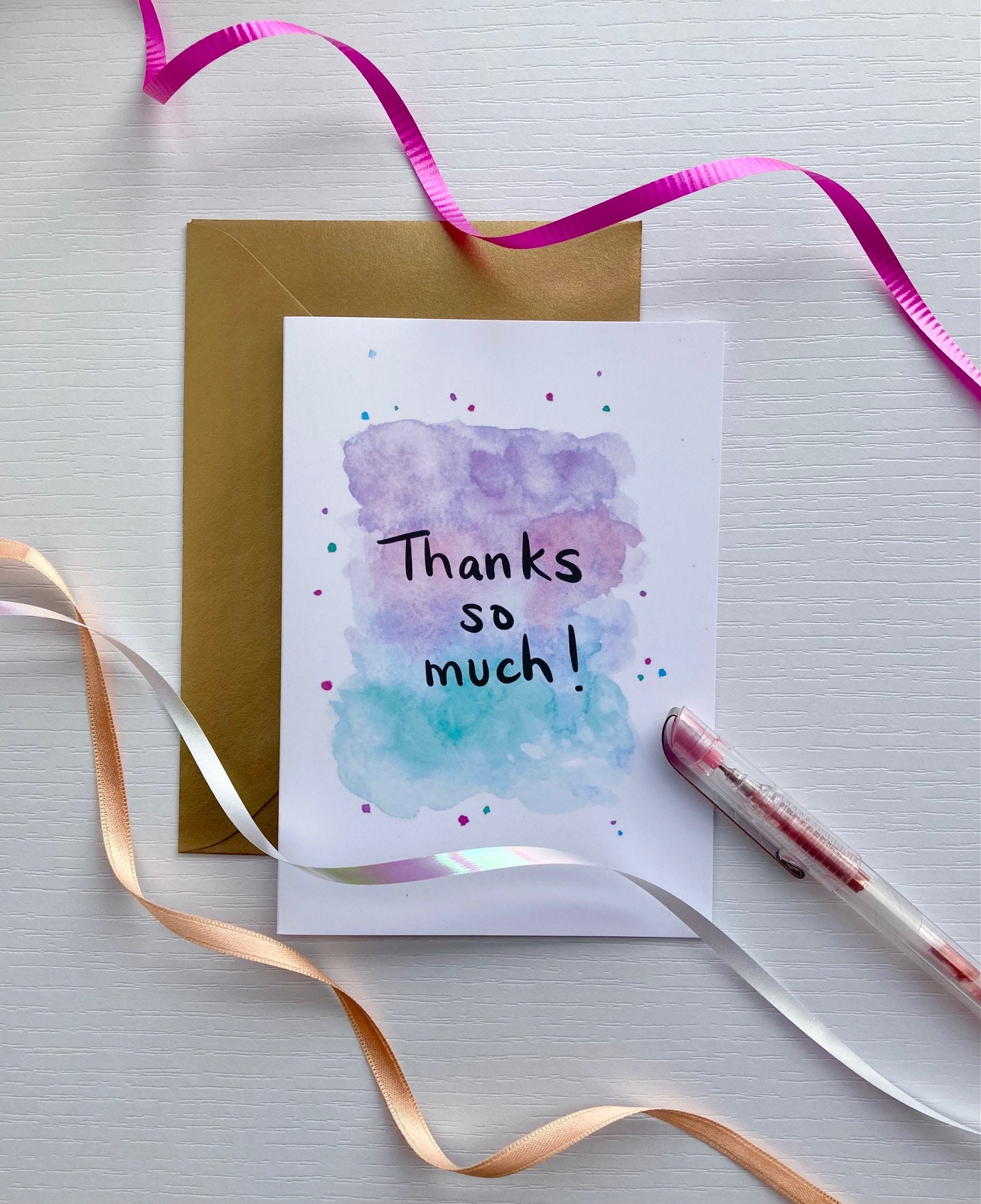 4x6 Thanks so Much Card Greeting Card With Gold Envelope - Etsy UK