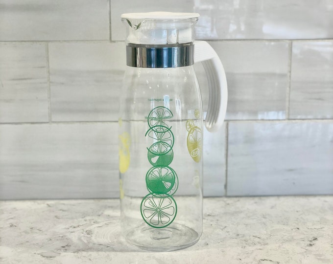 Vintage Pyrex Pitcher Lemons and Limes With Lid With Strainer Top ...