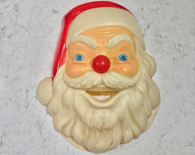 Vintage Large Christmas Santa Head / Face Wall Hanging Vintage ...