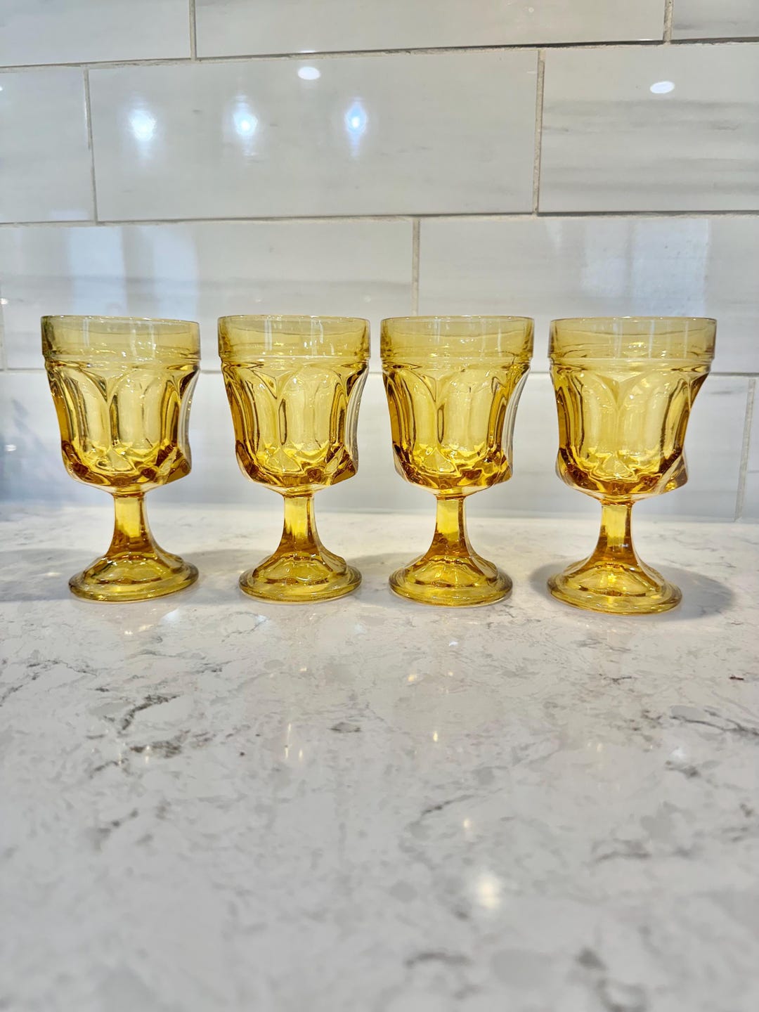 Anchor Hocking Fairfield Amber Pattern Wine Glass 5.25", Glass Antique ...