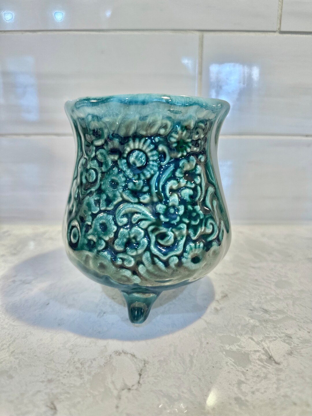 Vintage RARE Hull Green Blue Footed Planter, USA, Hull B31, Retro Green ...
