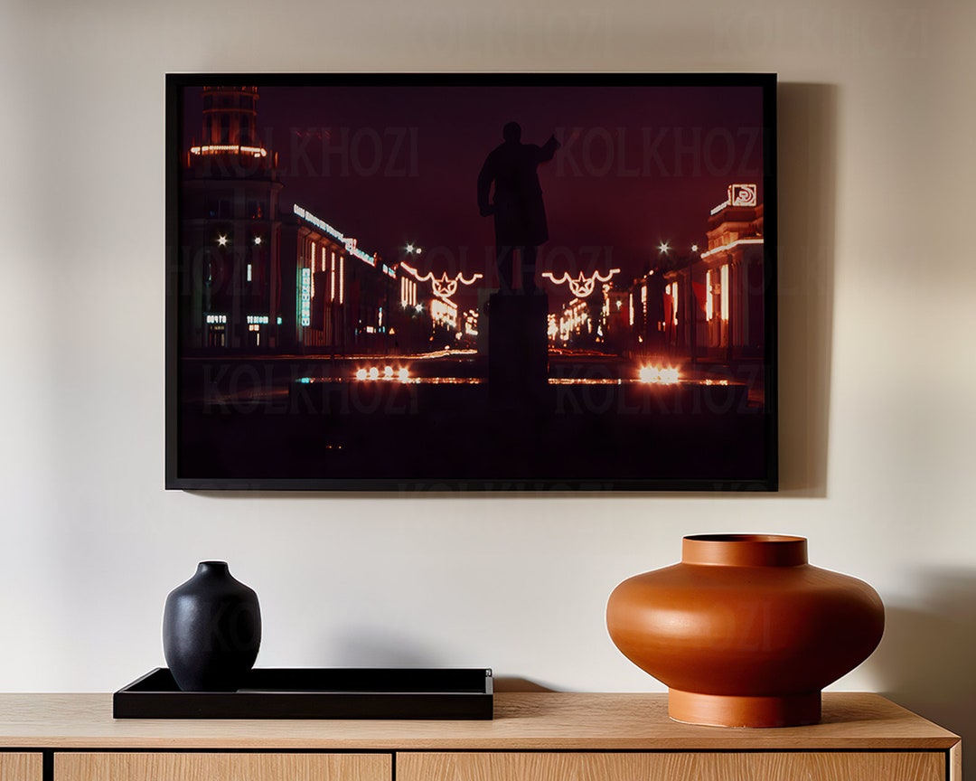 Neon Soviet Vintage Poster | Kemerovo Soviet Square - Russian SFSR ...