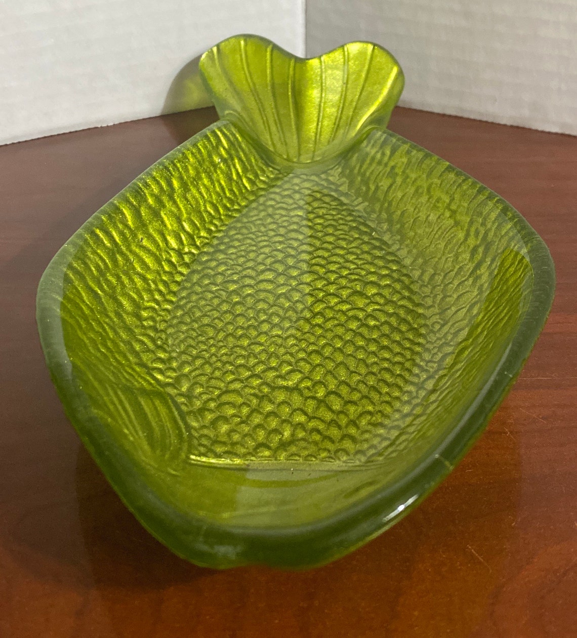 Vintage Beautiful Metallic Green Glass 10 Fish Dish Bowl Home - Etsy