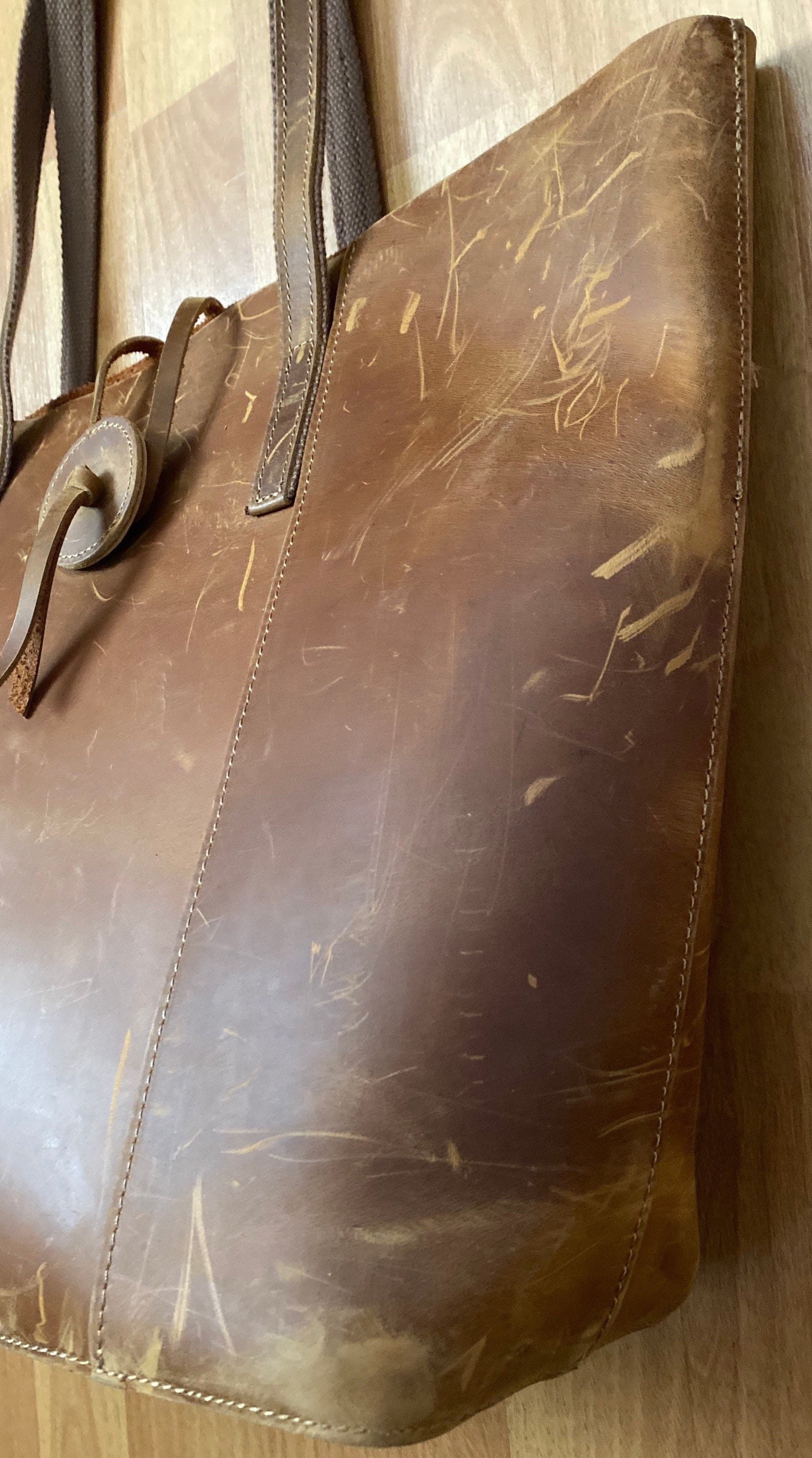 Vintage Handmade Rustic Distressed Brown Leather Hobo Shoulder - Etsy