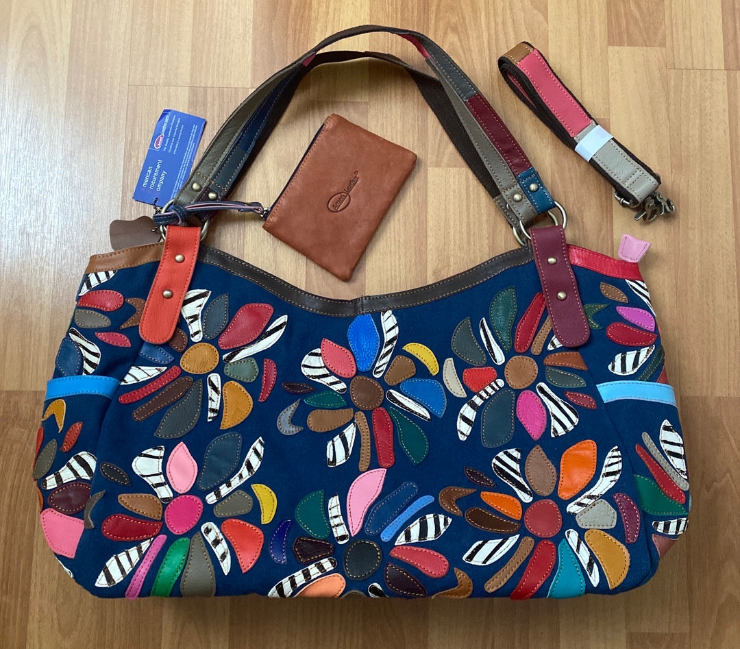 American Procurement Extra Large Blue Canvas & Multicolor Floral ...