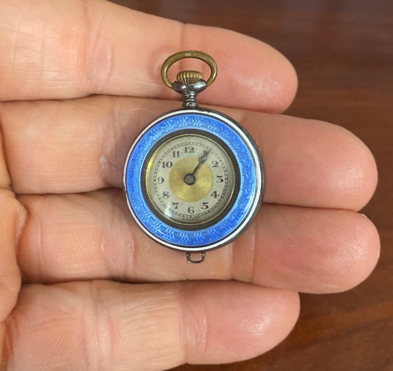 Antique Beautiful Sterling Silver Enamel Pocket Watch… - Gem