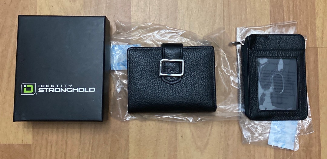 Identify Stronghold Black Pebbled Elegant Bifold Snap Closure RFID ...