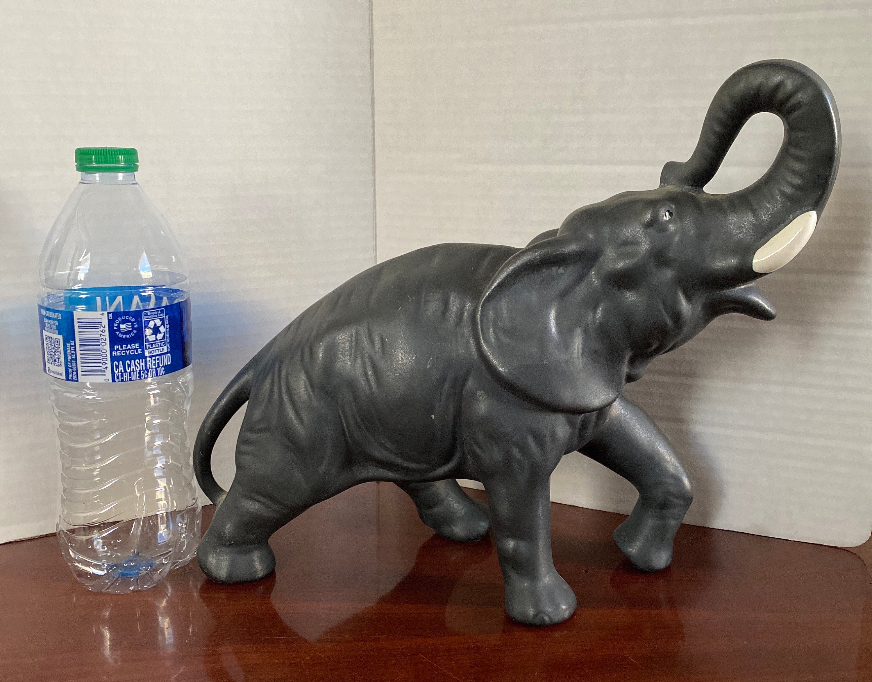 Vintage Gray Ceramic 9.5 Elephant Art Sculpture With Trunk - Etsy