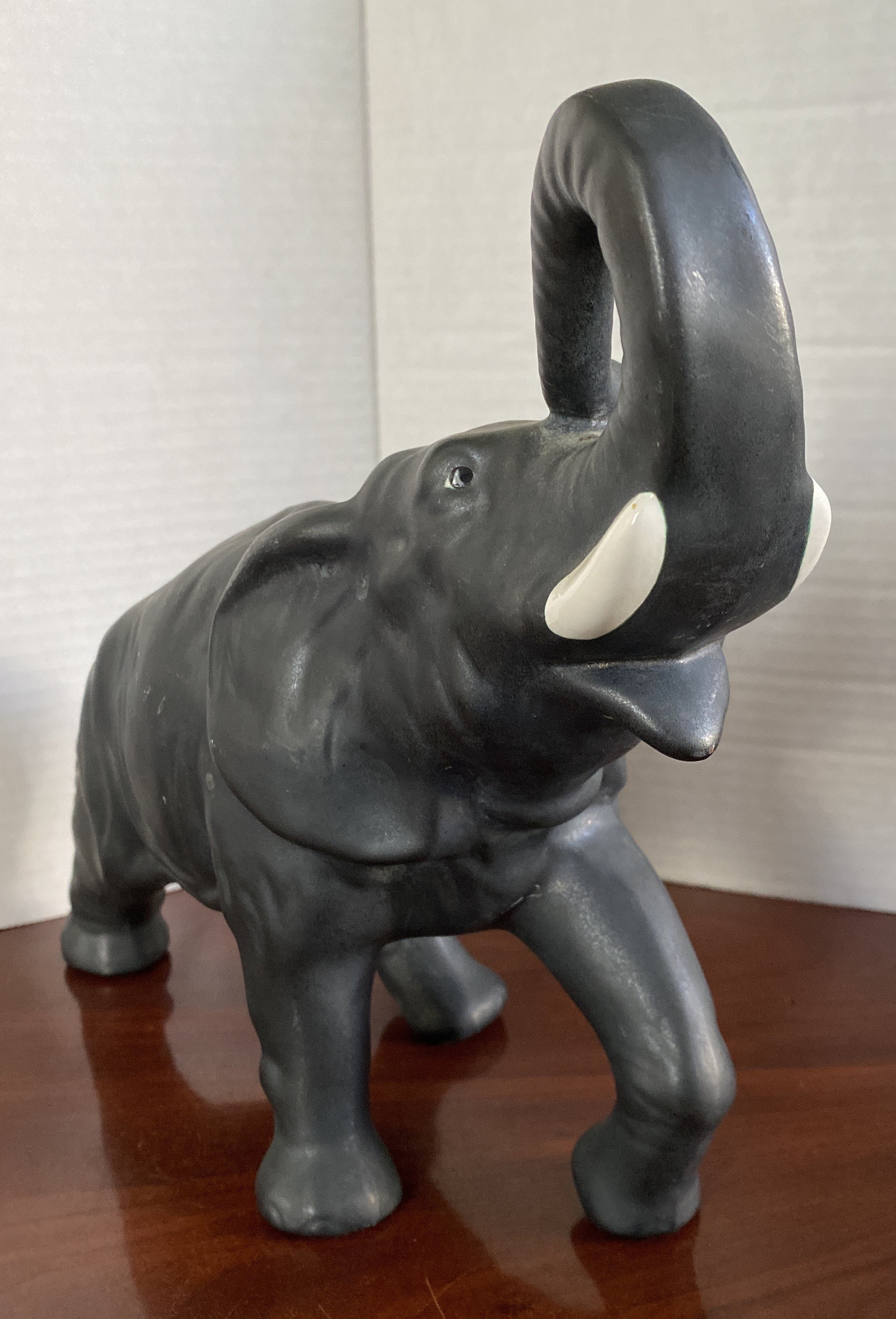 Vintage Gray Ceramic 9.5 Elephant Art Sculpture With Trunk - Etsy