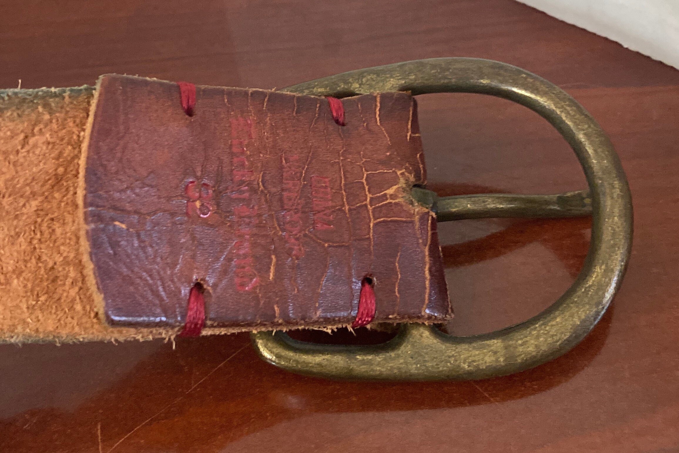 Vintage 90s Brown Distressed Leather Weaved Wide Belt Solid - Etsy