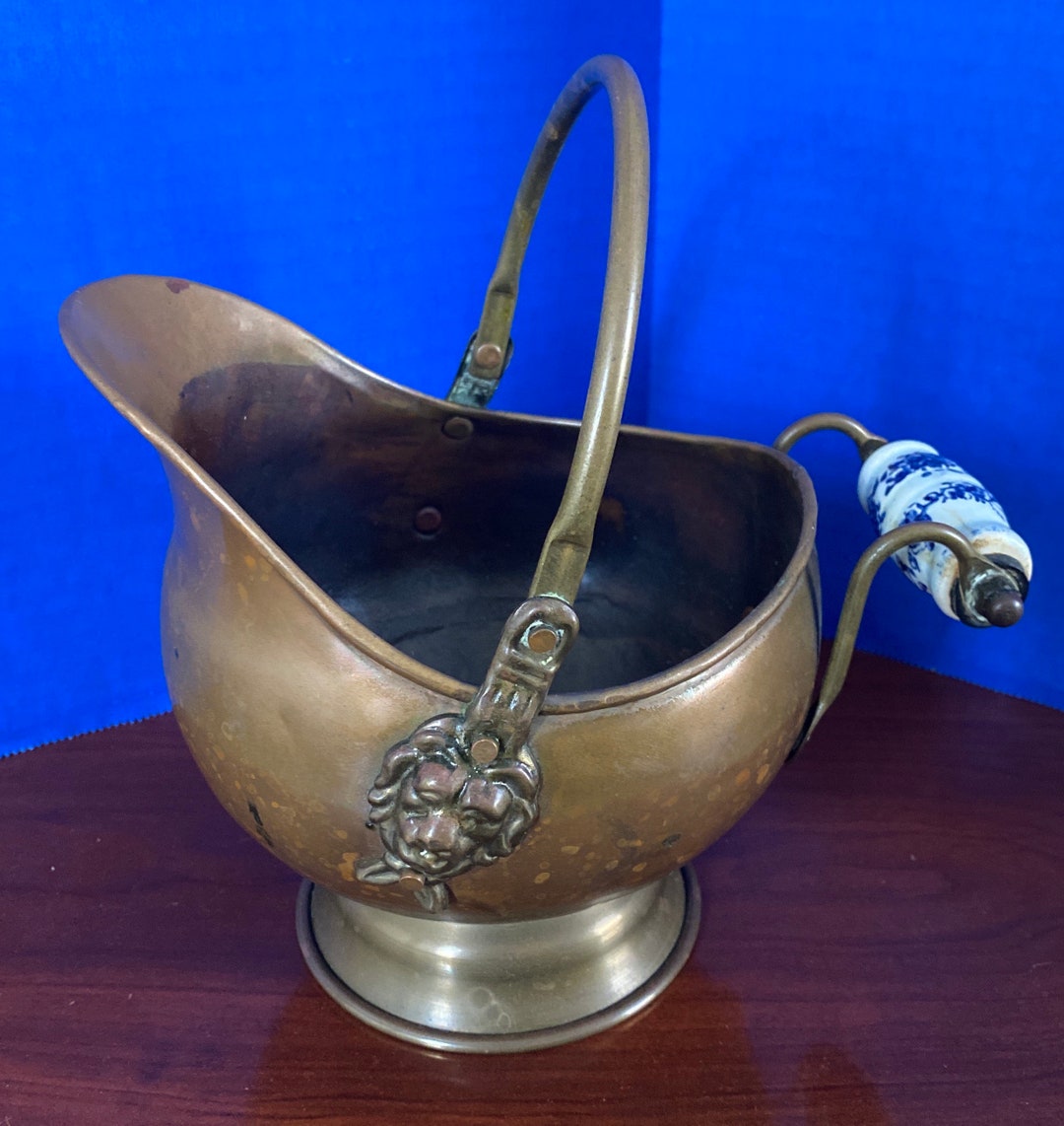 Vintage Cooper Bucket White and Delft Blue Floral Ceramic Handle - Etsy