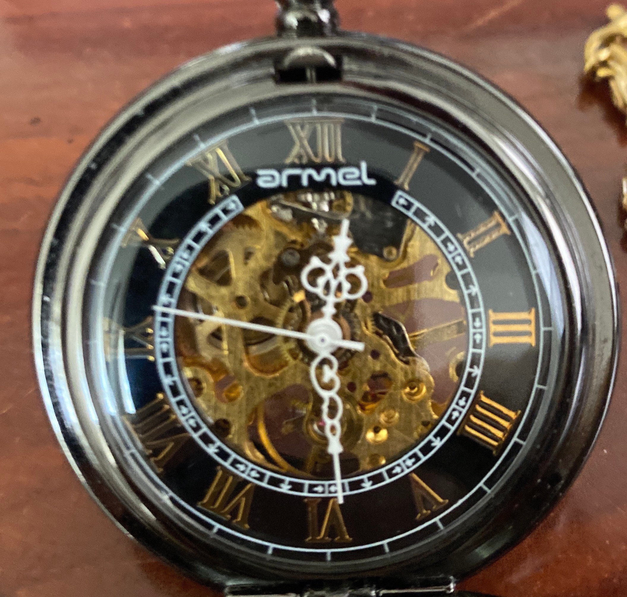 Vintage ARMEL Mechanical Steampunk Gun Metal Gray Pocket Watch - Etsy