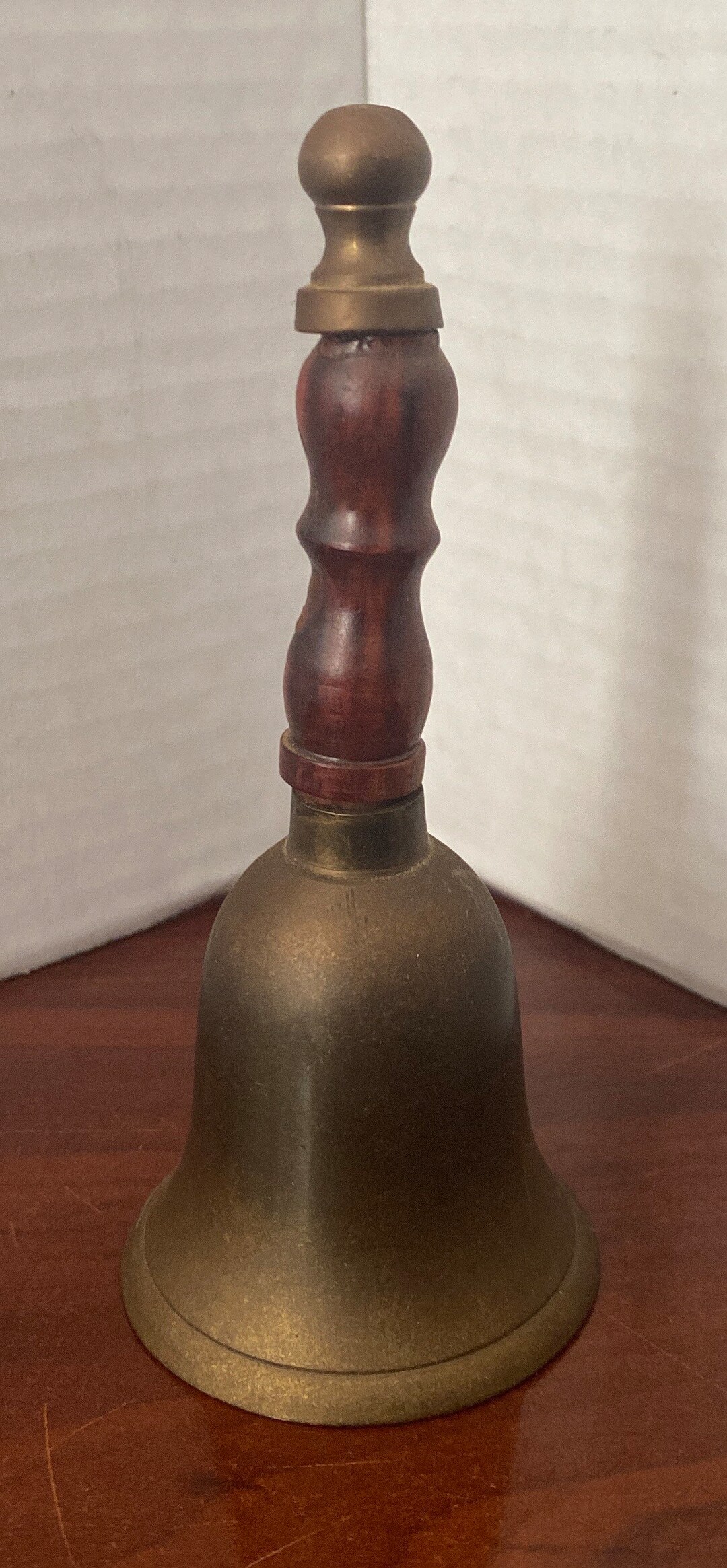 Antique 1950s Small Brass With Wooden Handle Teachers Bell 4.75 Made in ...
