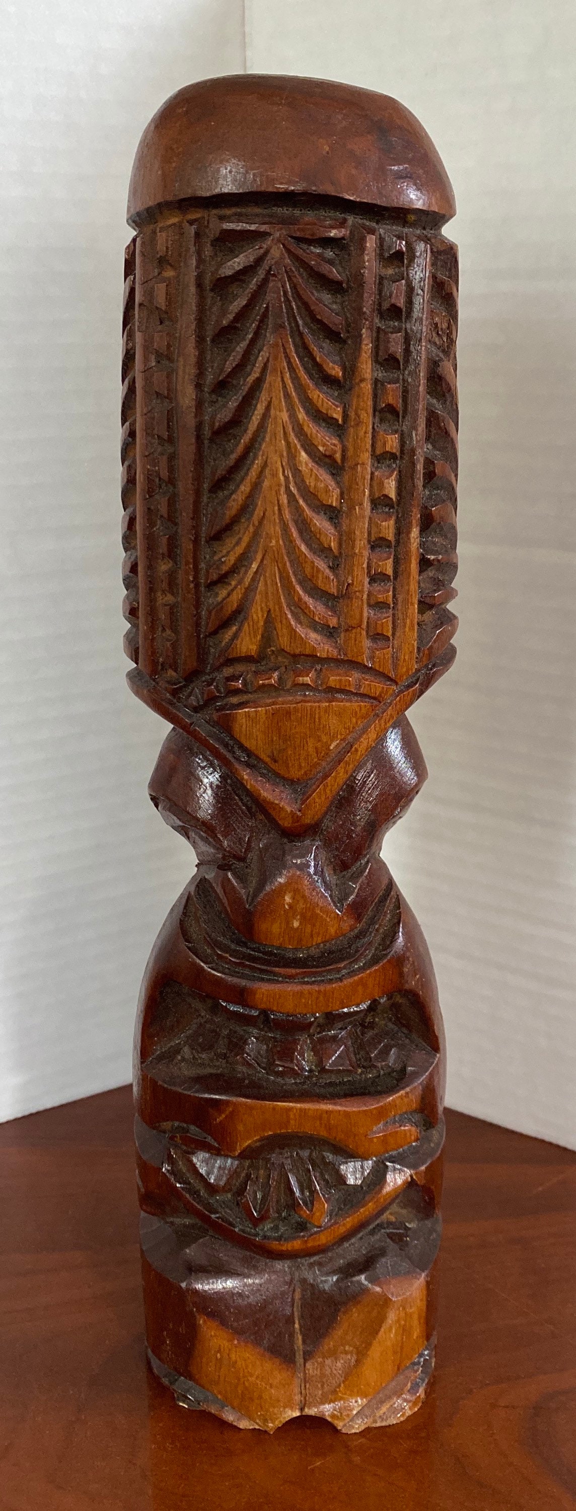 Hand Carved 12” Brown Wood Tiki Statue Maui Hawaii Souvenir - Etsy