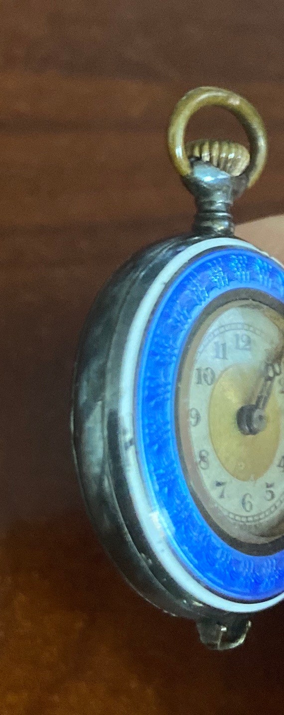 Antique Beautiful Sterling Silver Enamel Pocket Watch… - Gem