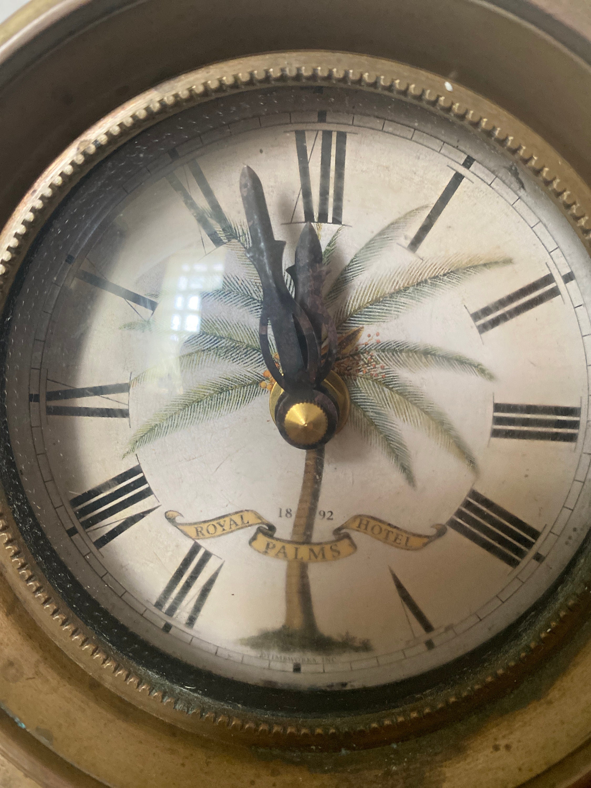 Vintage Ernest Hemingway Collection Brass Tabletop Clock Hotel Palms ...