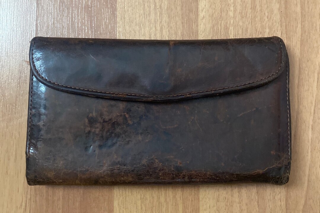 Vintage Rustic Brown Distressed Leather Women Trifold Wallet Snap ...