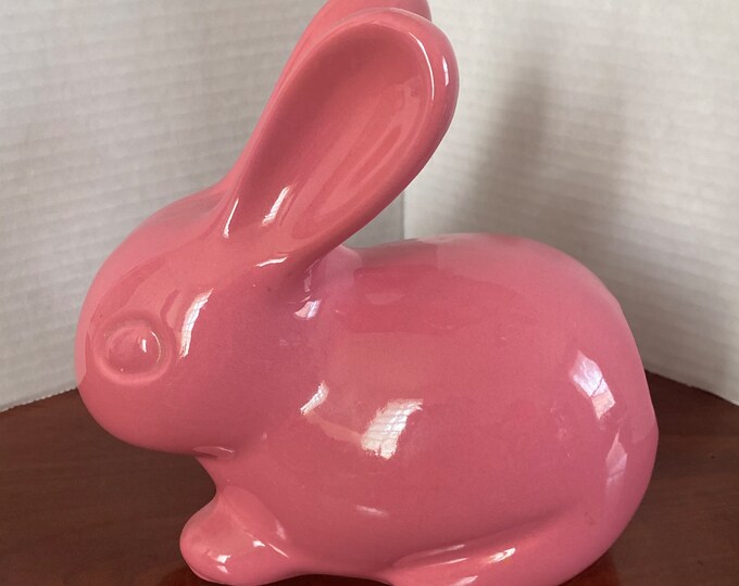Vintage Bellini Pottery Hand Painted Pink Rabbit Ceramic Figurine ...