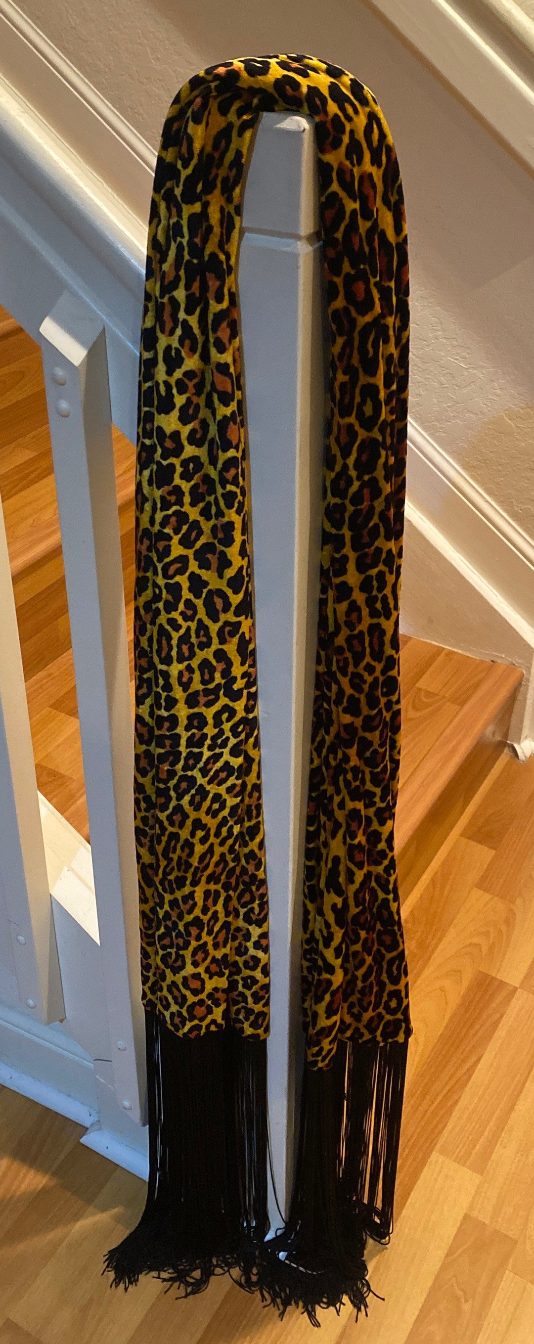 Vintage Vicki Greer 70 Long Leopard Print Soft Velvet Long Neck Scarf ...