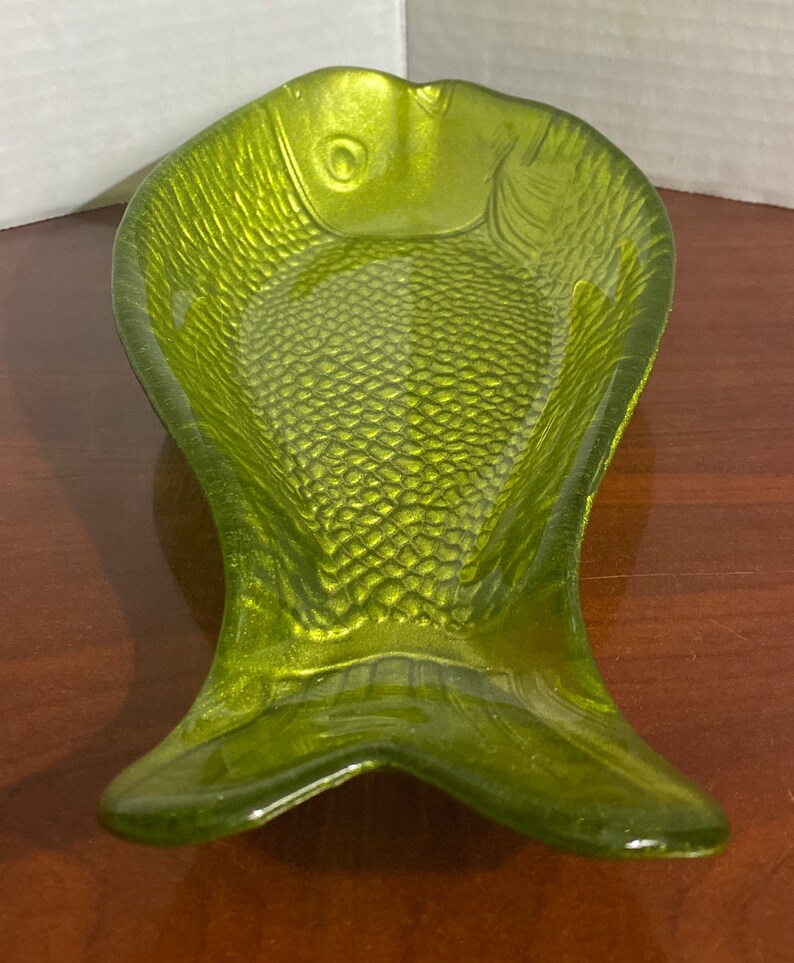 Vintage Beautiful Metallic Green Glass 10 Fish Dish Bowl Home - Etsy