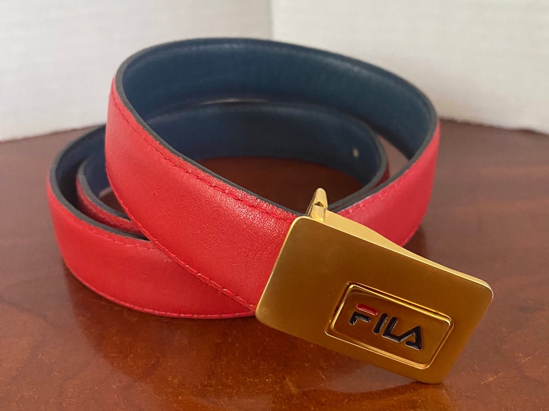 Vintage Retro 80s FILA Gold Tone Removable Buckle With Red Leather Belt ...