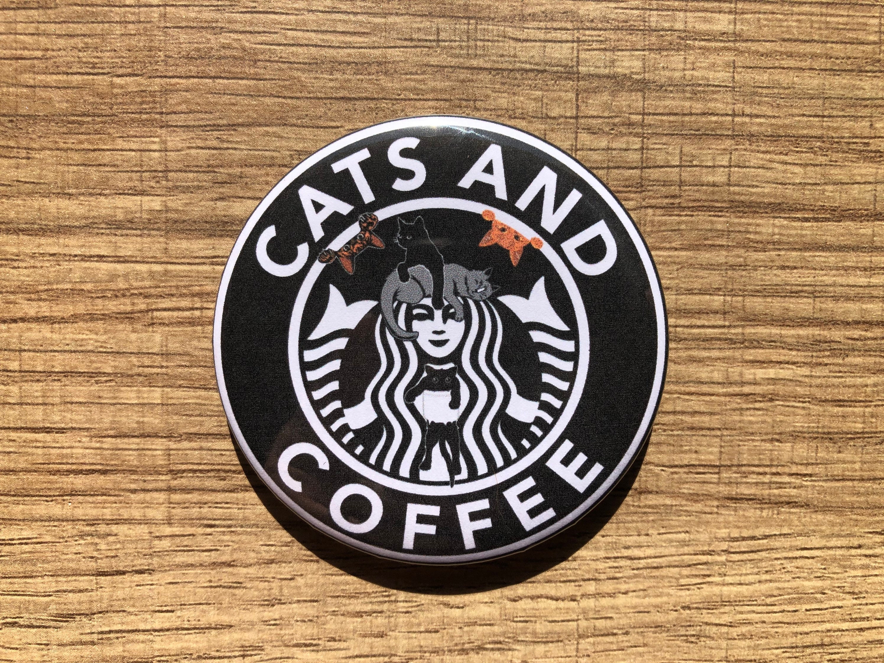 Cats And Coffee Pin Starbucks Pin Cat Lover Cat Lady Cats Etsy
