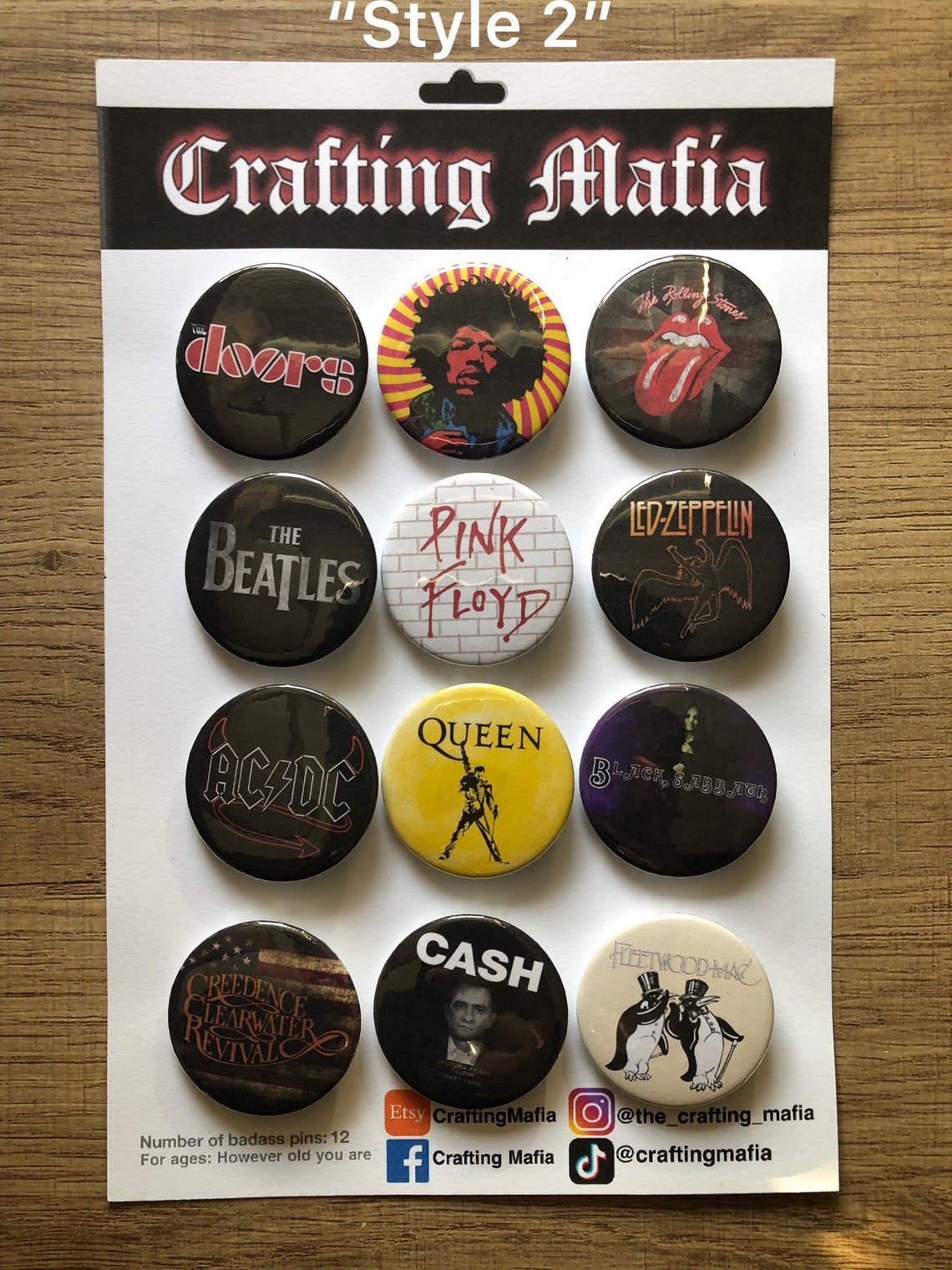 Classic Rock Pins Pink Floyd the Doors Rolling Stones the | Etsy