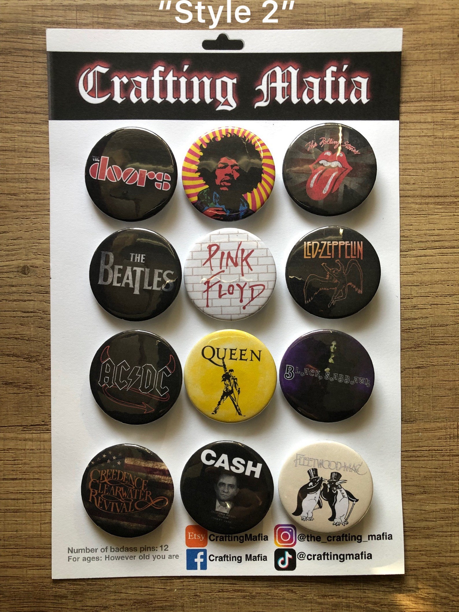 Classic Rock Pins Pink Floyd the Doors Rolling Stones the | Etsy