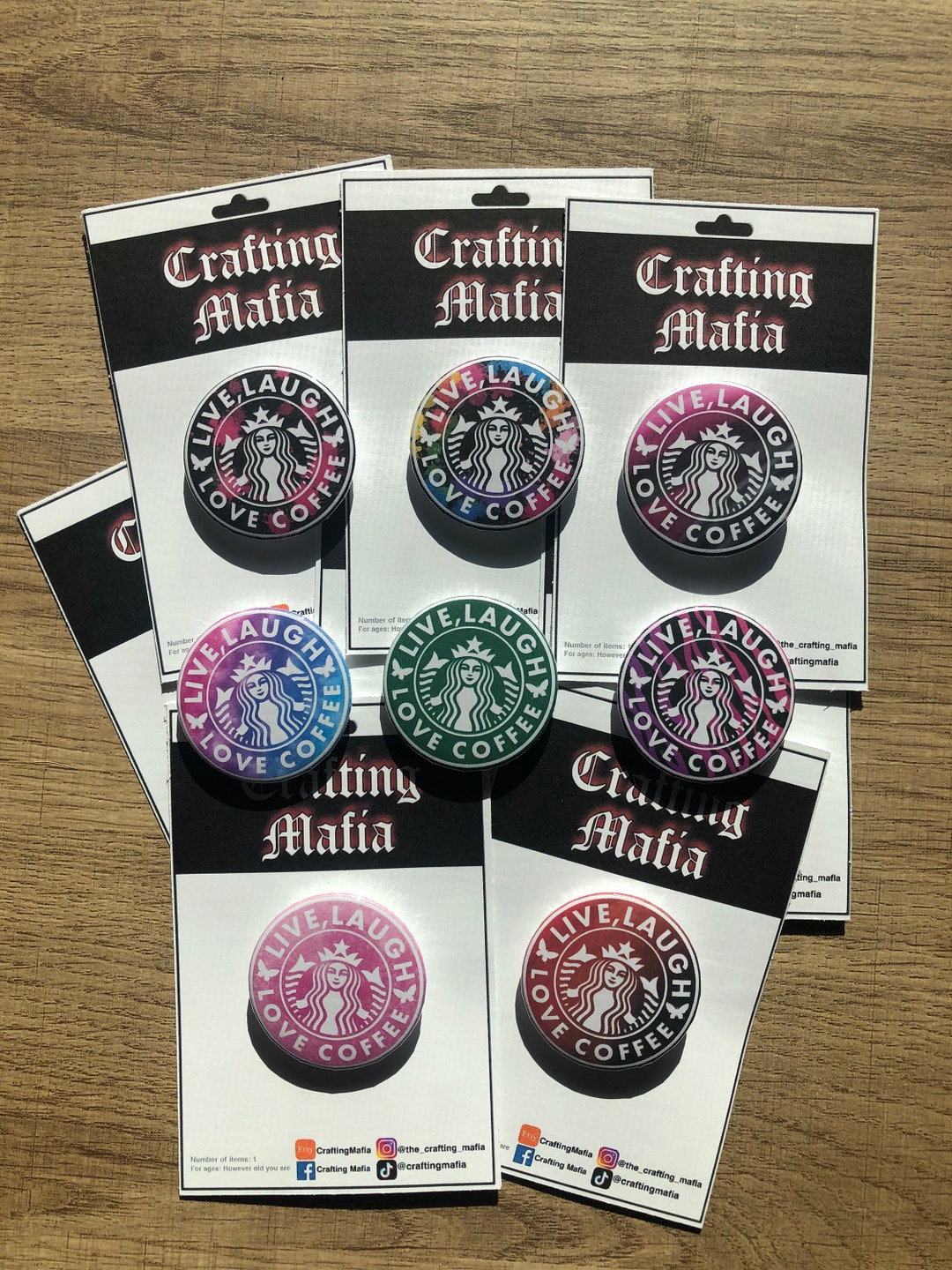 Live Laugh Love Starbucks Coffee Buttons, Barista Pin, Iced Coffee ...