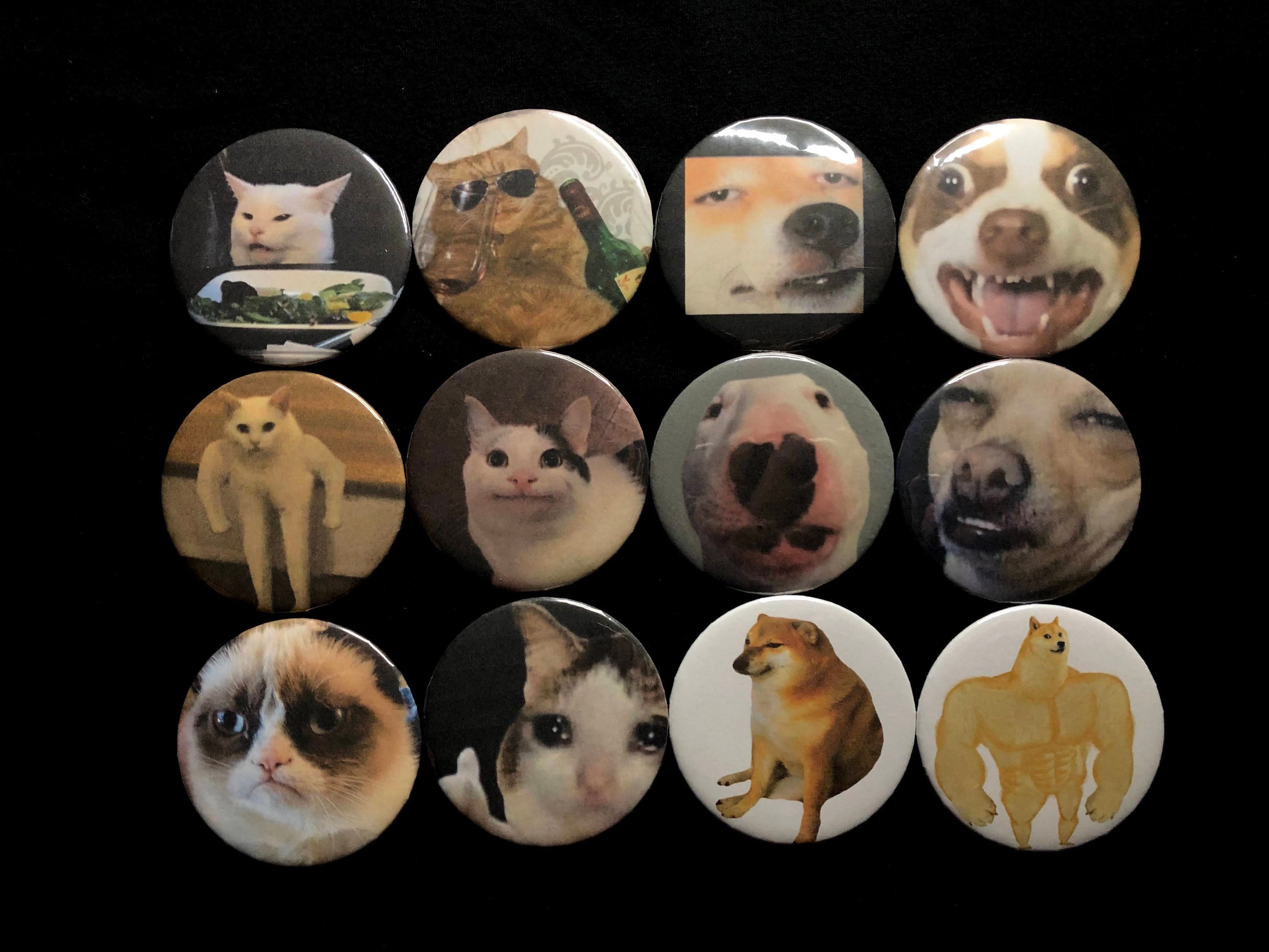 Cats and Dogs Memes Pins Pin Set Dog Memes Cat Memes Meme | Etsy
