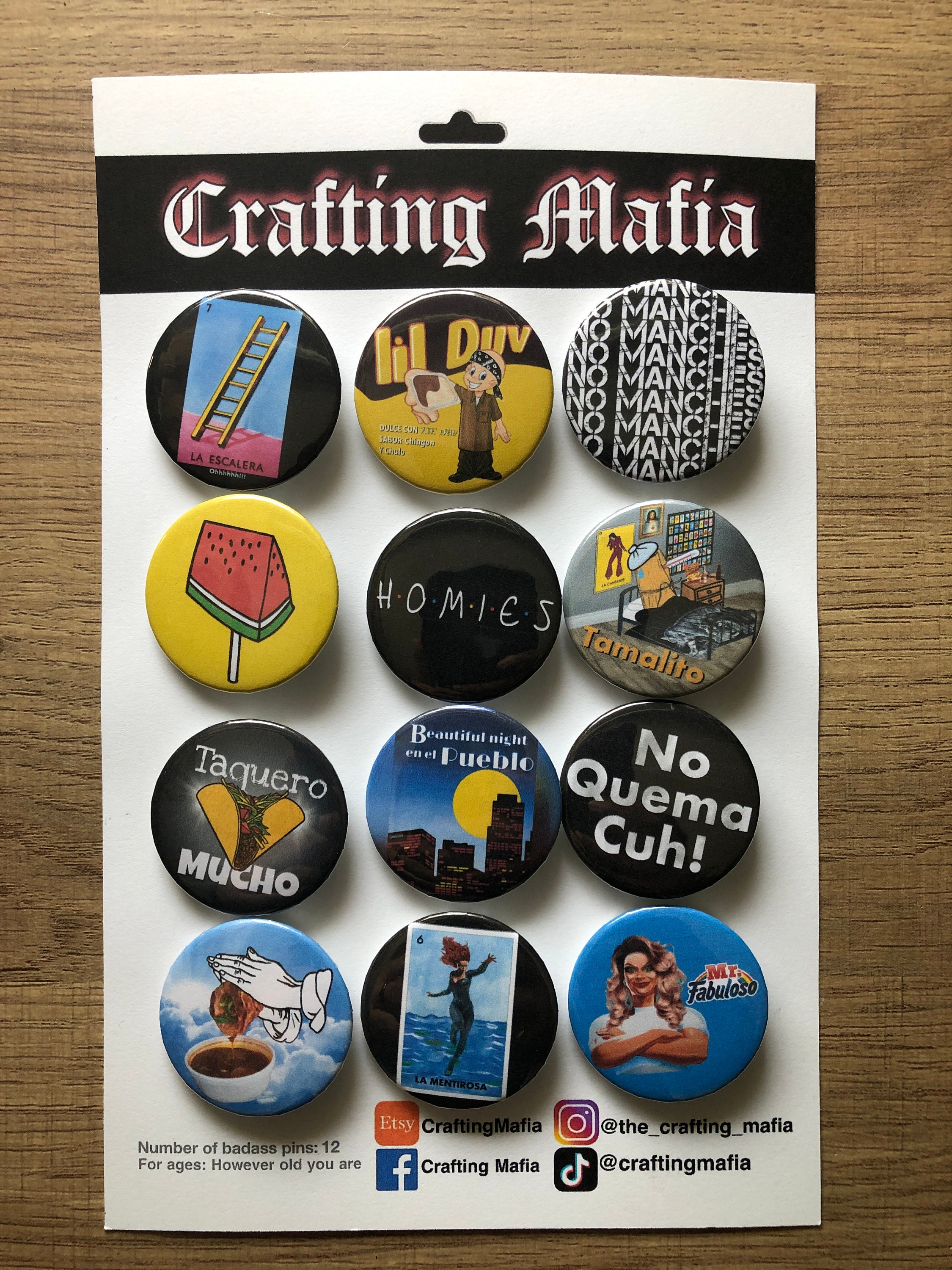 Hispanic Meme Pins Set 3 Mexican Duvalin Loteria Custom - Etsy