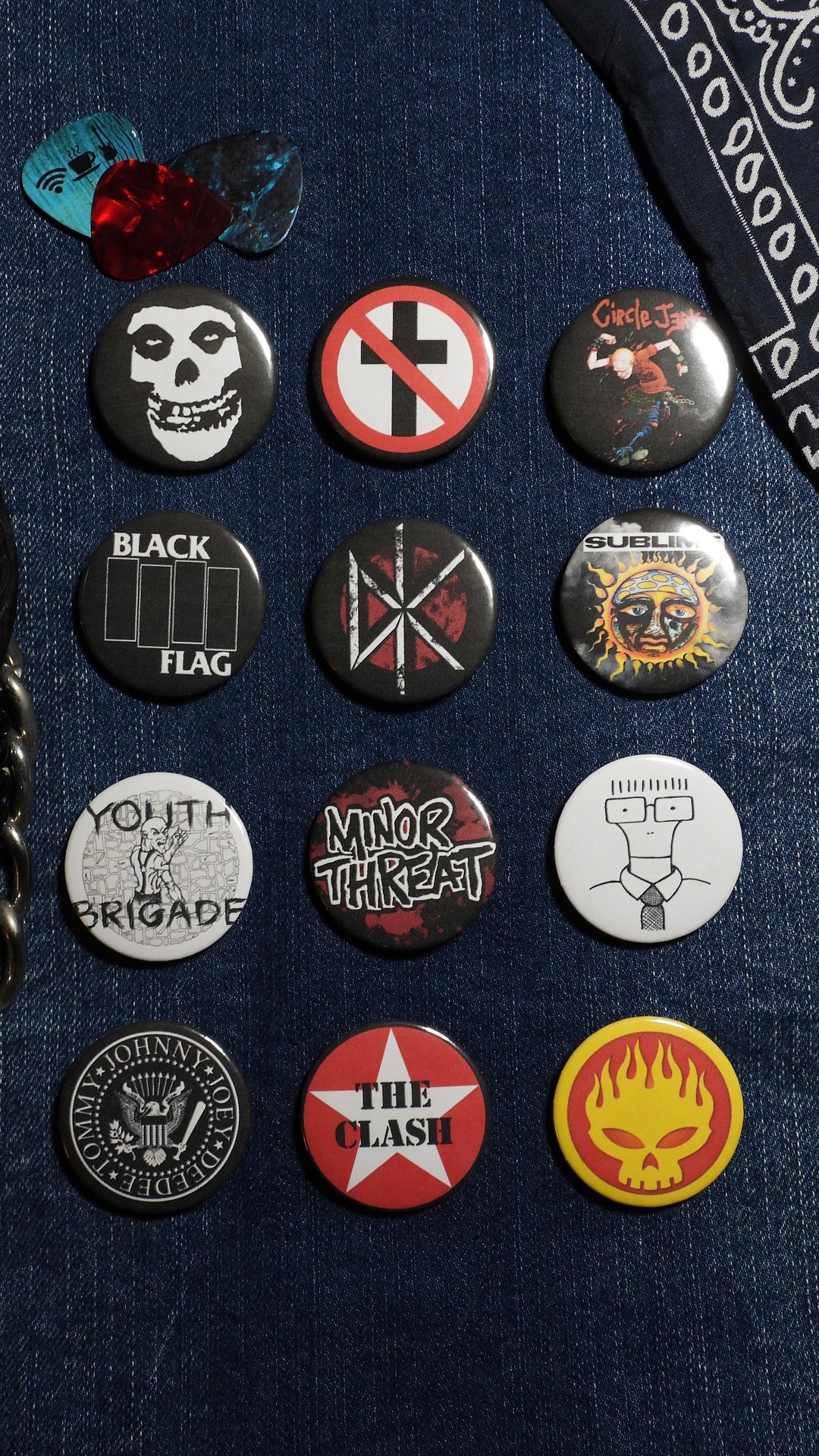Punk Rock Buttons, Punk Rock Band, Misfits, Bad Religion, Circle Jerks ...