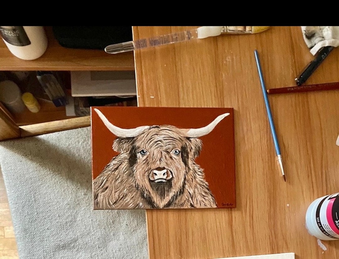 Original: Highland Cow Acrylic Painting - Etsy