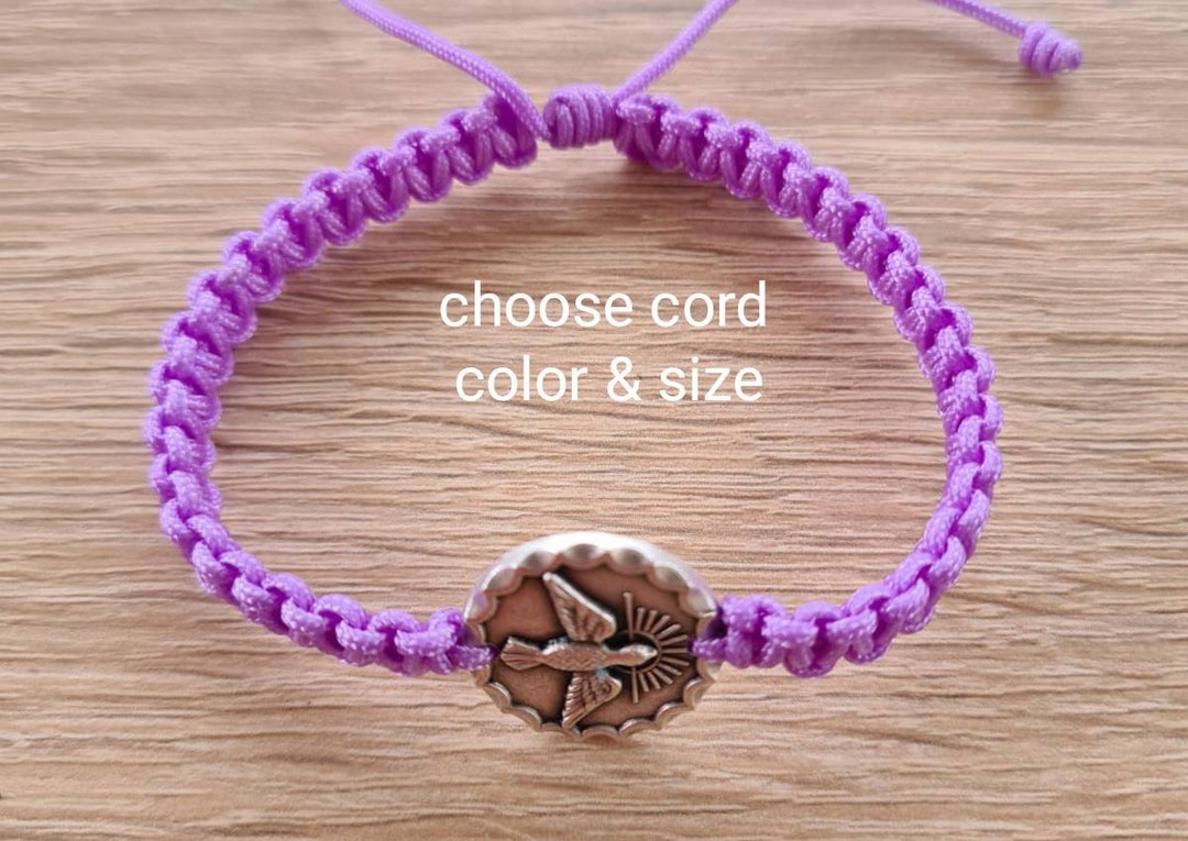 Holy Spirit Dove Medal, Handmade Bracelet, Adjustable Bracelet ...