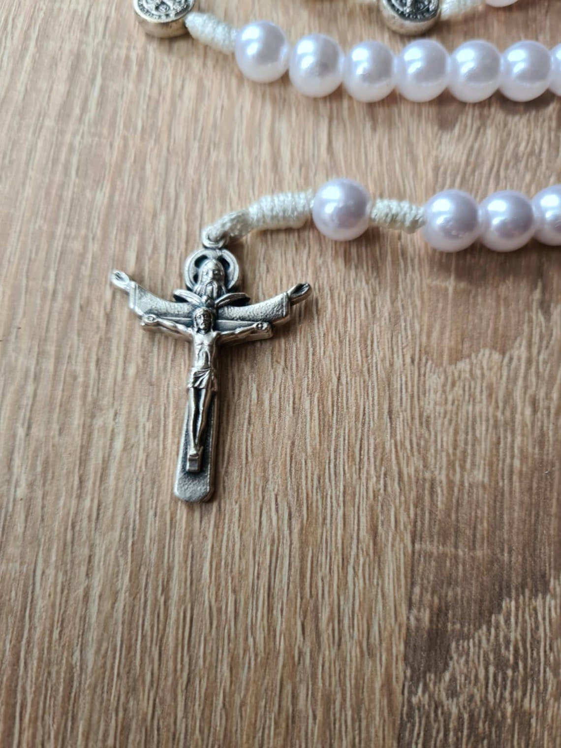 ST Benedict Rosary White Chaplet Beads 8mm Catholic Cross - Etsy