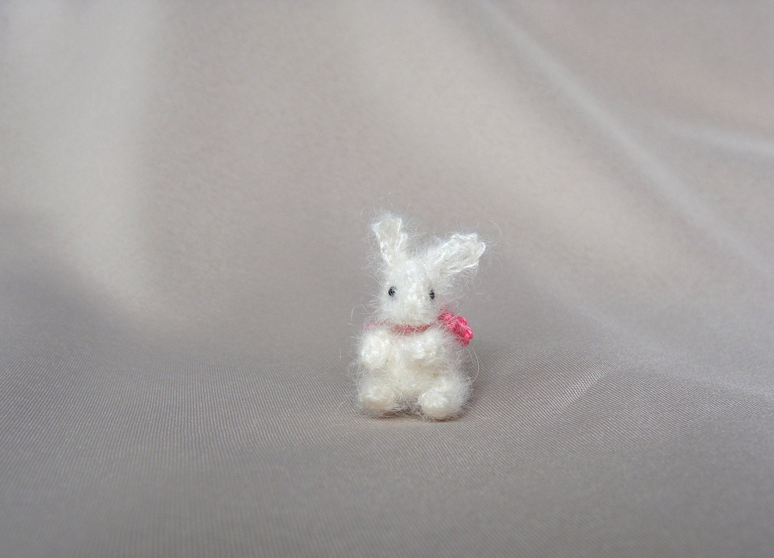 Amigurumi Miniature White Rabbit Teddy. Tiny Mini Bunny Crochet Toy, an ...
