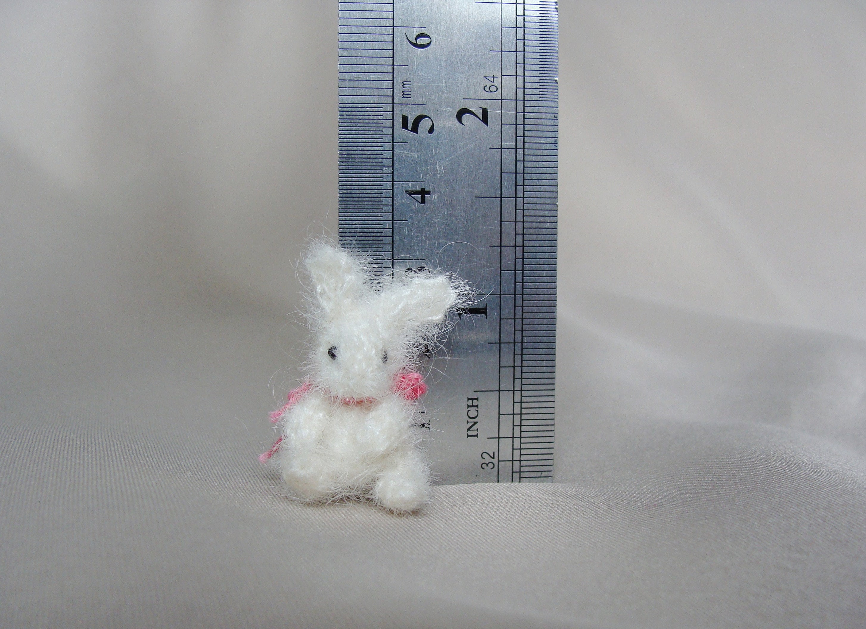 Amigurumi Miniature White Rabbit Teddy. Tiny Mini Bunny Crochet Toy, an ...